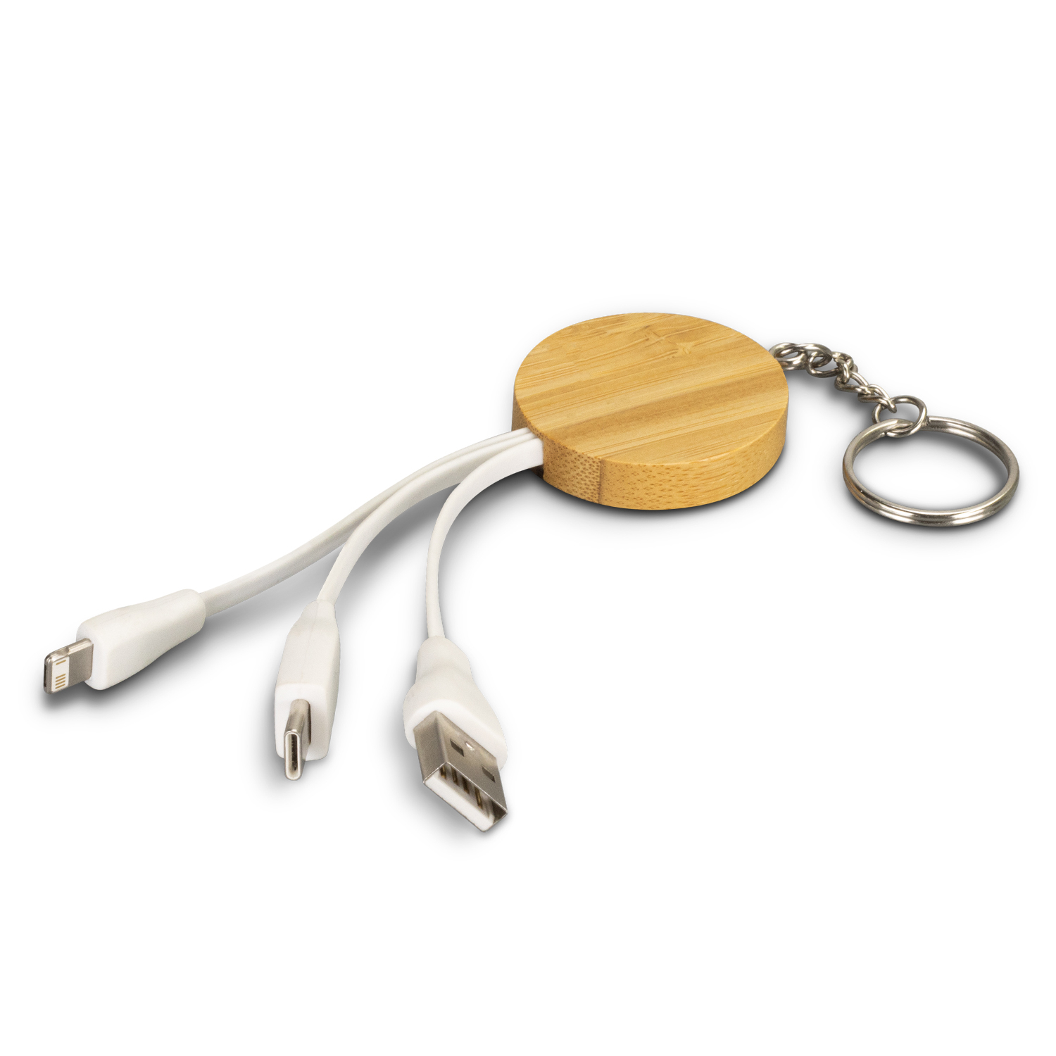 TRENDS | Bamboo Charging Cable Key Ring - Round